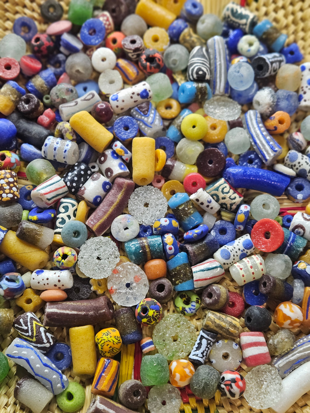 300+ Krobo Recycled Glass Beads Mix | Aadampo African Beads