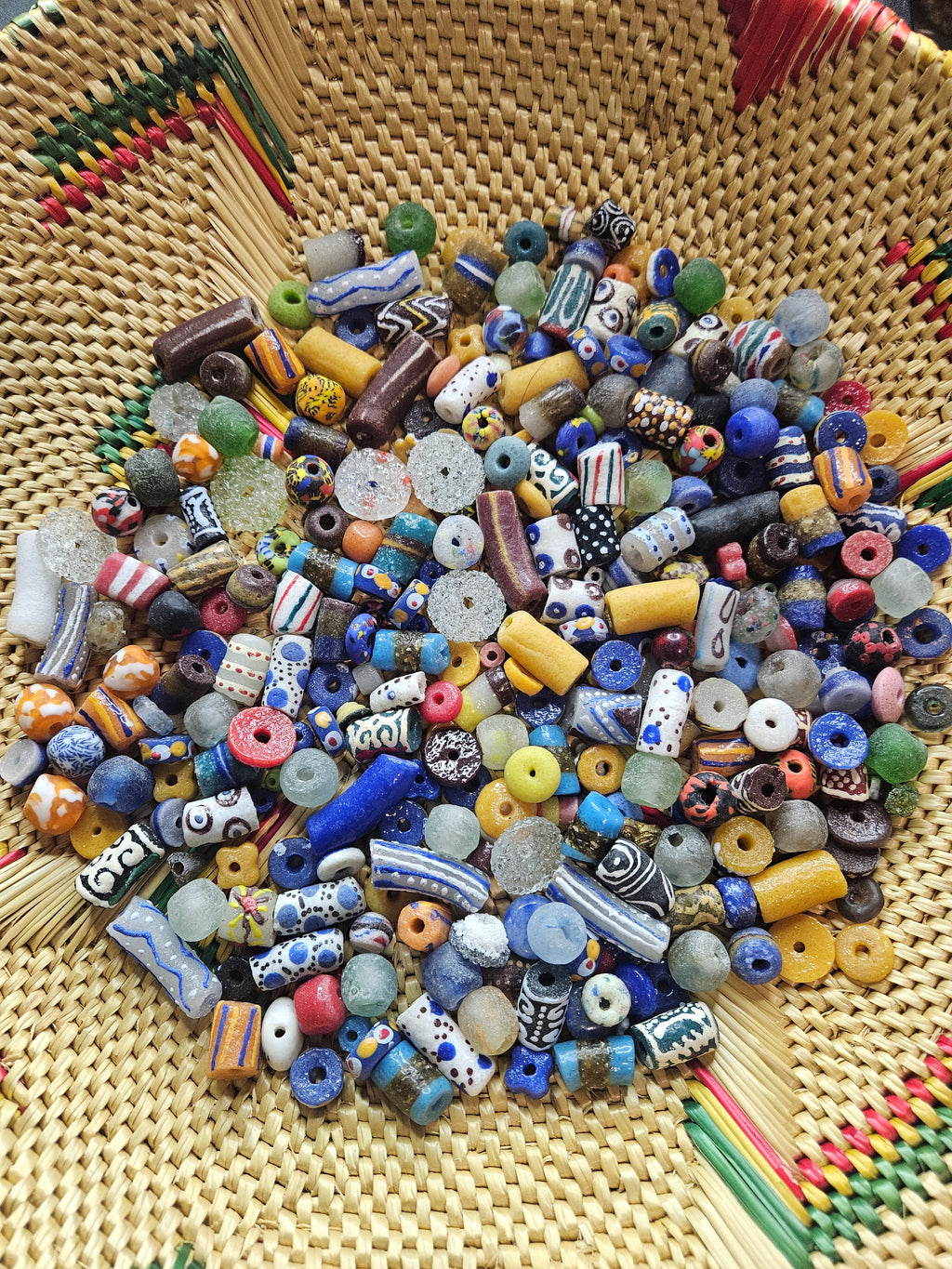 300+ Krobo Recycled Glass Beads Mix | Aadampo African Beads
